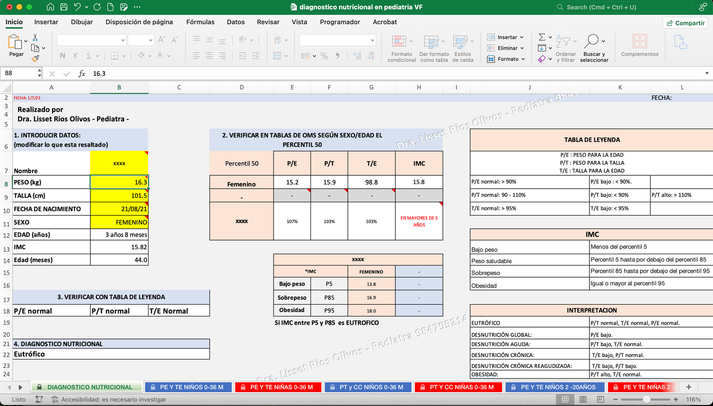 🧠 Plantilla Excel Pro: Evaluación Nutricional Pediátrica – qhalisalud medicos